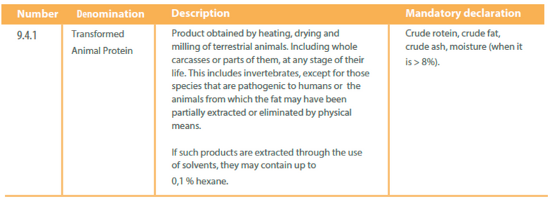 Processed animal proteins (raw materials)